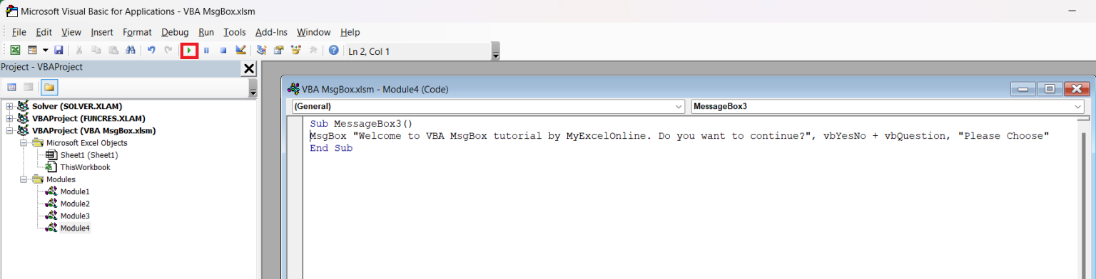 Understanding the VBA MsgBox Function: A Comprehensive Guide | MyExcelOnline