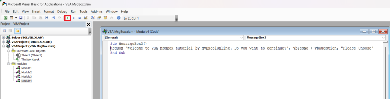 Understanding the VBA MsgBox Function: A Comprehensive Guide | MyExcelOnline