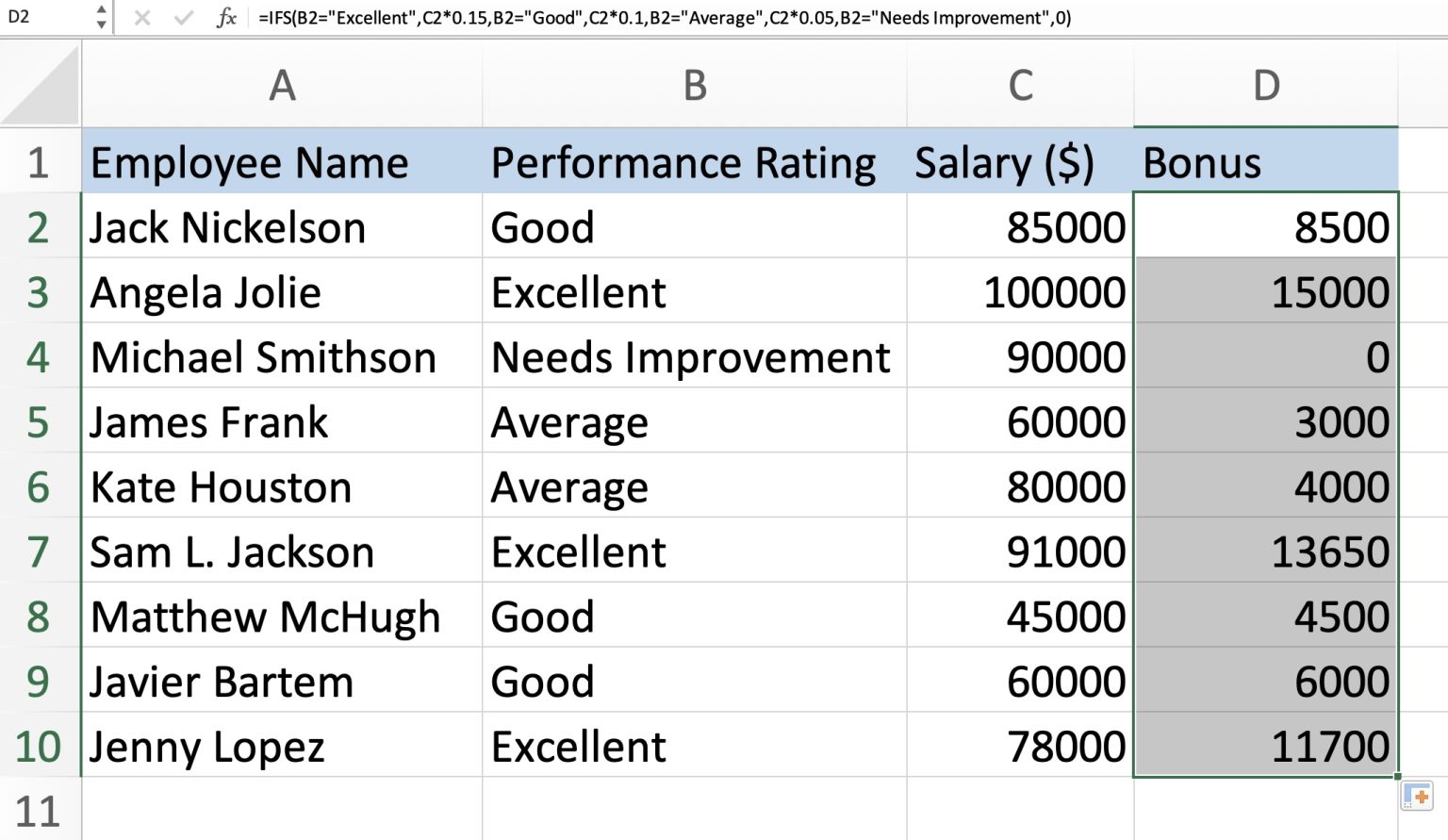 Understanding The Ifs Function In Excel With Examples Myexcelonline 5730
