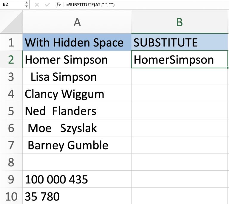 How to Delete Spaces in Excel - Line Breaks, and Non-Breaking Characters in Excel | MyExcelOnline
