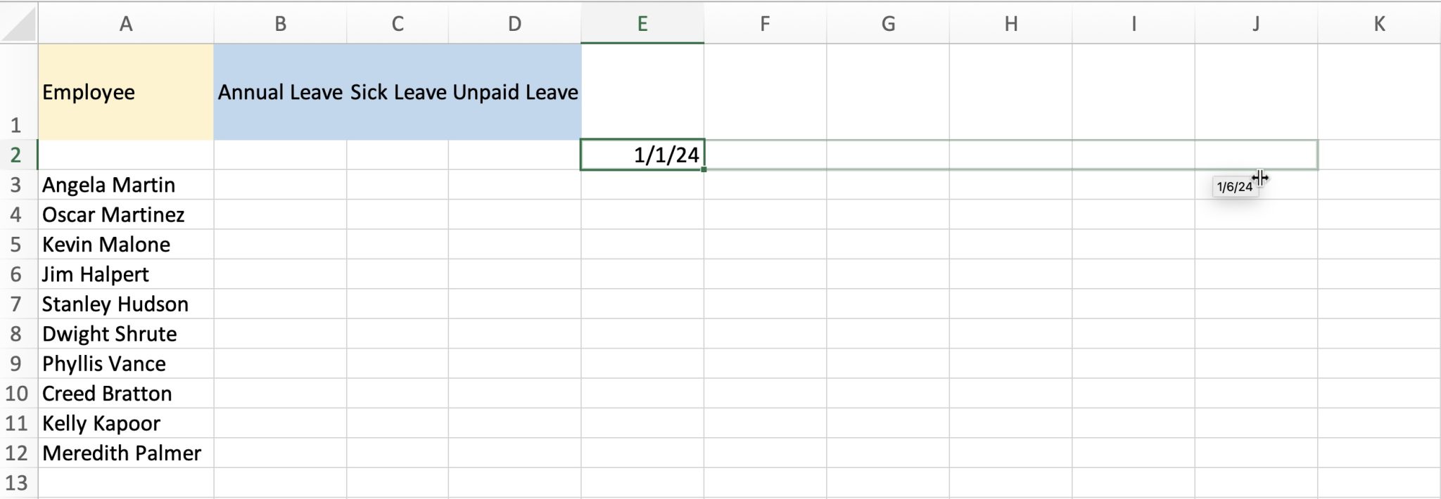 How to Create A Yearly Leave Record for Employees in Excel - The Easy ...