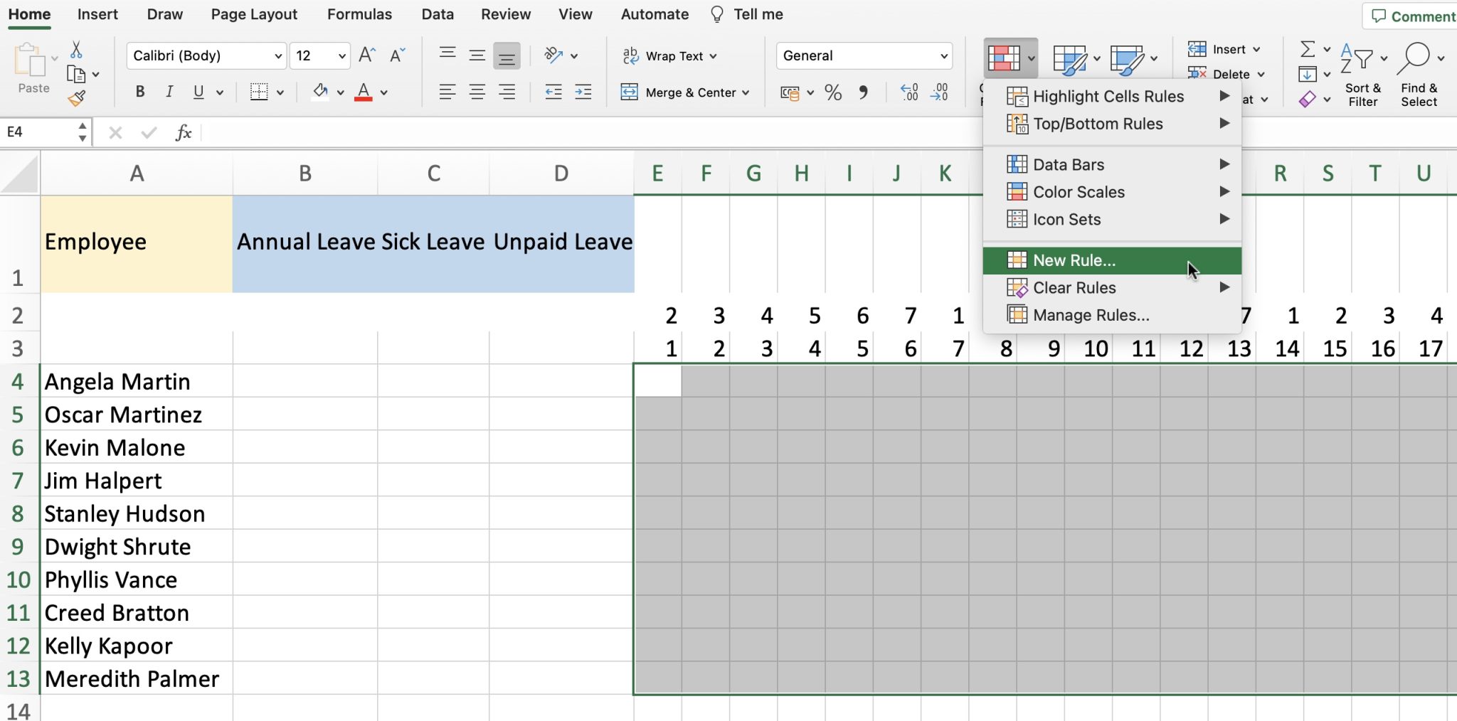 How to Create A Yearly Leave Record for Employees in Excel - The Easy ...