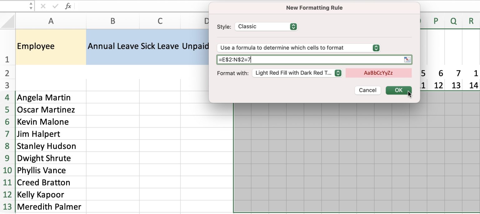 How to Create A Yearly Leave Record for Employees in Excel - The Easy Way | MyExcelOnline