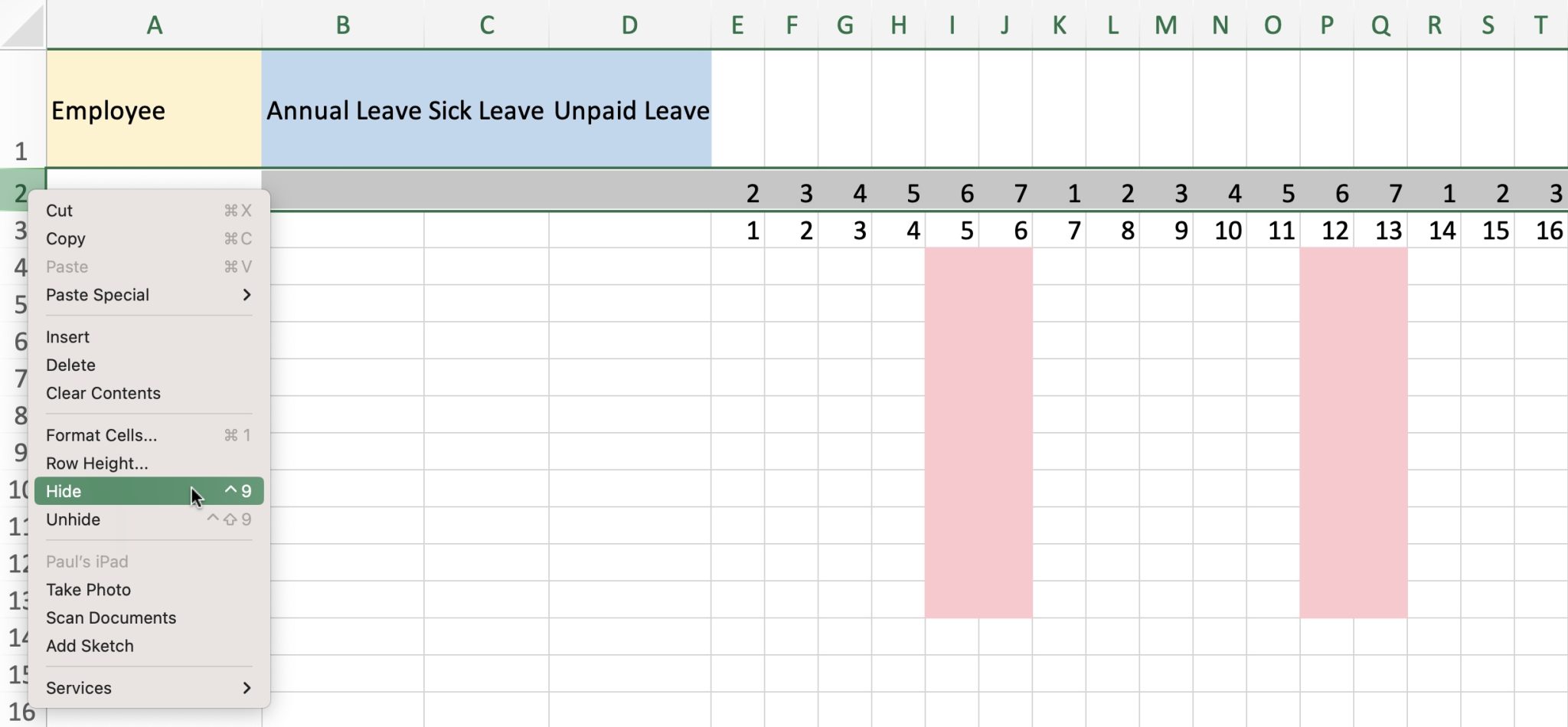 How to Create A Yearly Leave Record for Employees in Excel - The Easy ...