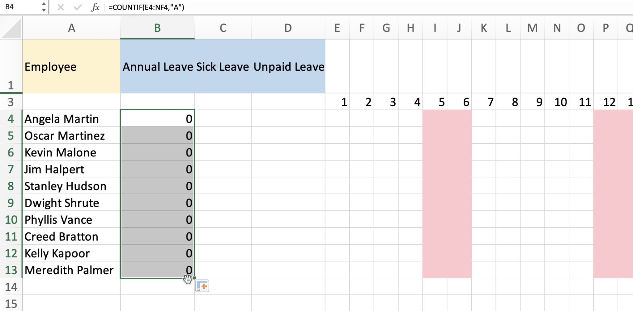 How to Create A Yearly Leave Record for Employees in Excel - The Easy ...