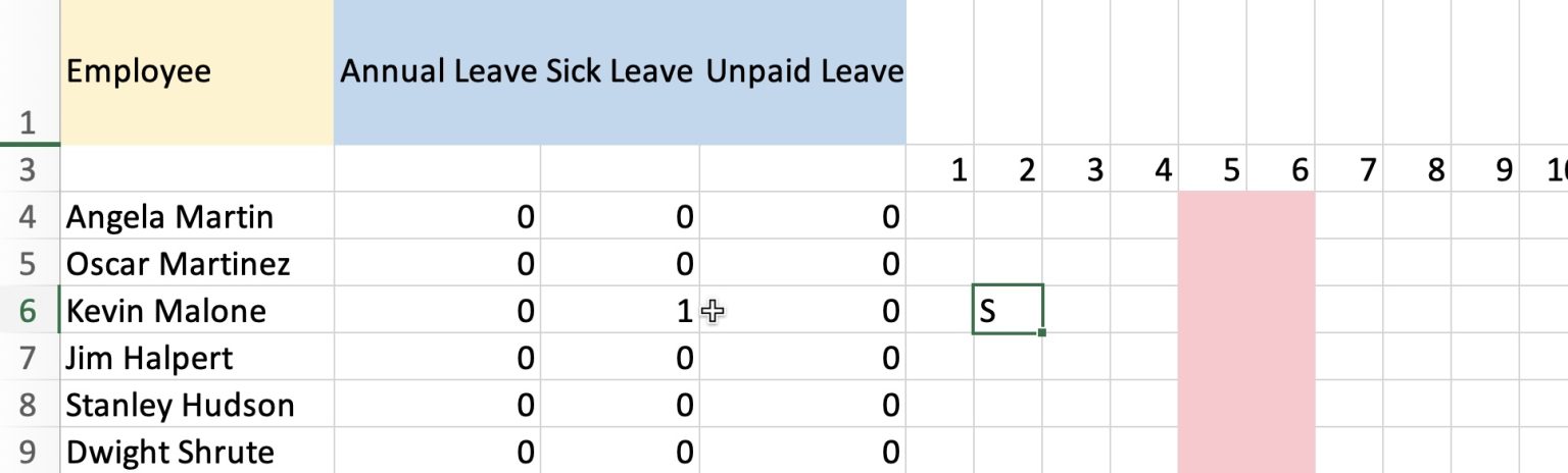 How to Create A Yearly Leave Record for Employees in Excel - The Easy ...