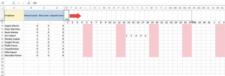 How to Create A Yearly Leave Record for Employees in Excel - The Easy ...
