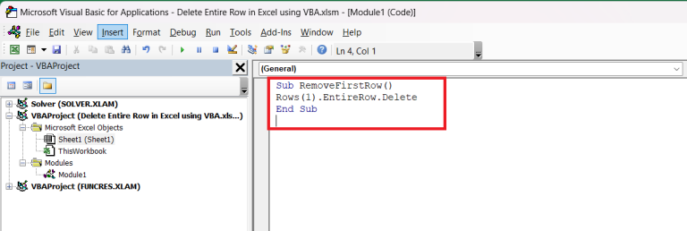 How To Delete Entire Row In Excel Using Vba 5 Detailed Examples Myexcelonline