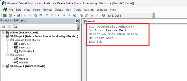 How To Delete Entire Row In Excel Using Vba 5 Detailed Examples Myexcelonline