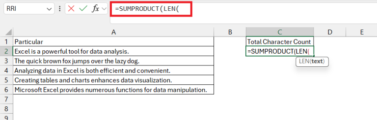 How To Count Characters In Excel 3 Easy Formulas Myexcelonline