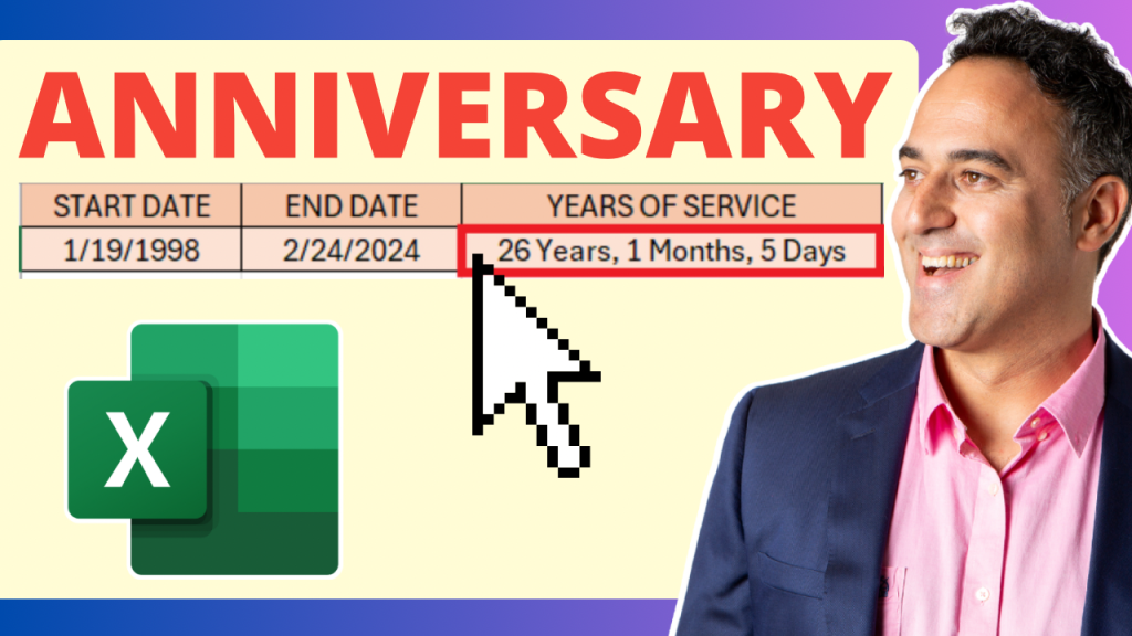 Simple Anniversary Calculator: Excel Years of Service Formula | MyExcelOnline