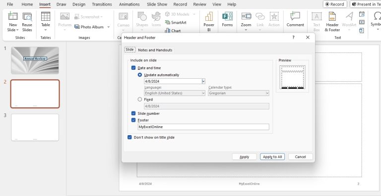 How to Change Footer in PowerPoint Fast | MyExcelOnline
