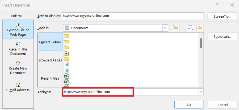 How to Insert Hyperlink in Excel - Step by Step Guide | MyExcelOnline