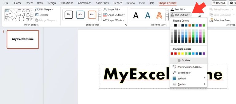 How to Outline Text in PowerPoint - Step by Step Guide | MyExcelOnline
