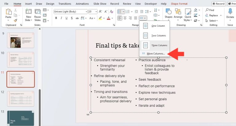 How to Add Columns in PowerPoint Slides Fast | MyExcelOnline