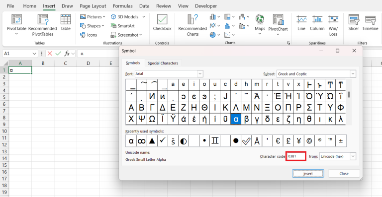How to Insert the Alpha Symbol with Excel Shortcuts | MyExcelOnline