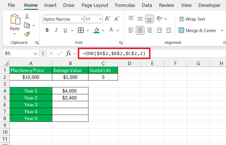 How To Calculate Double Declining Depreciation In Excel Myexcelonline