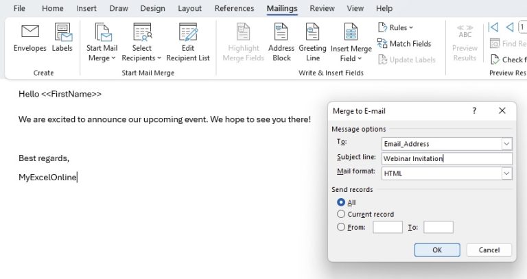 How to Mail Merge in Outlook | MyExcelOnline