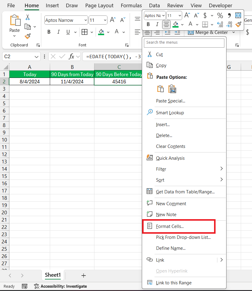 How To Deduct 90 Days Before Today In Excel MyExcelOnline