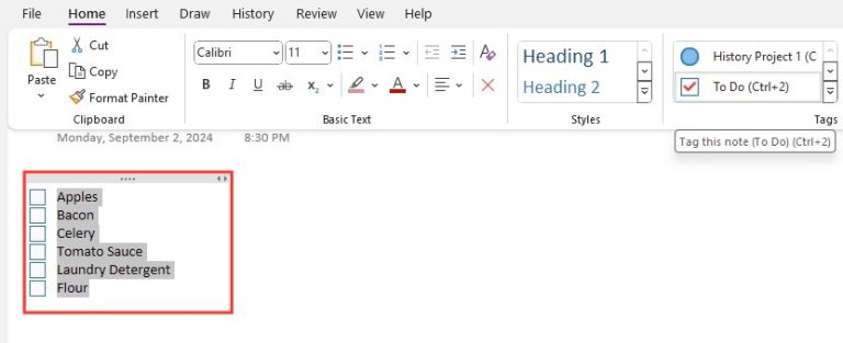 How to Create Checklists with OneNote Checkboxes | MyExcelOnline