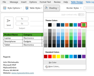How to Add Table Borders in Outlook Fast | MyExcelOnline