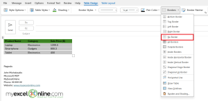 How to Add Table Borders in Outlook Fast | MyExcelOnline