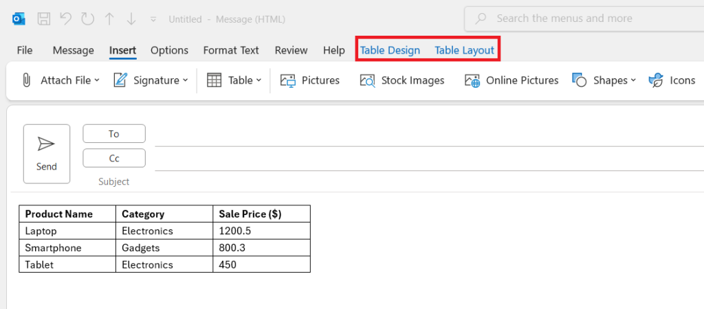 How to Add Table Borders in Outlook Fast | MyExcelOnline