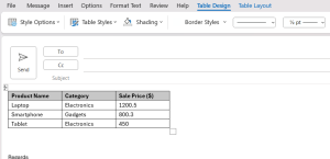 How to Add Table Borders in Outlook Fast | MyExcelOnline