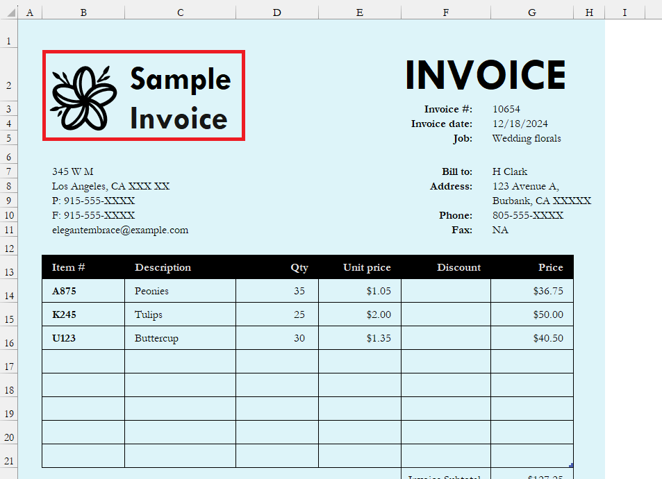 Invoice Form Excel Invoice Form Excel