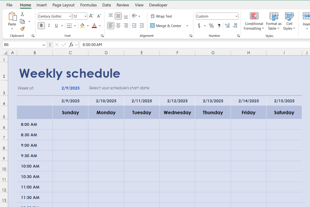 Best Free Weekly Schedule Templates for Excel | MyExcelOnline