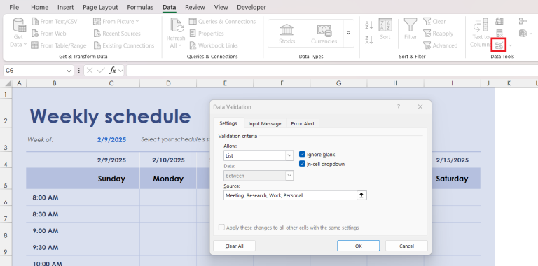 Best Free Weekly Schedule Templates for Excel | MyExcelOnline