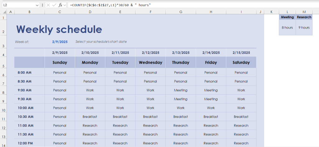 Best Free Weekly Schedule Templates for Excel | MyExcelOnline