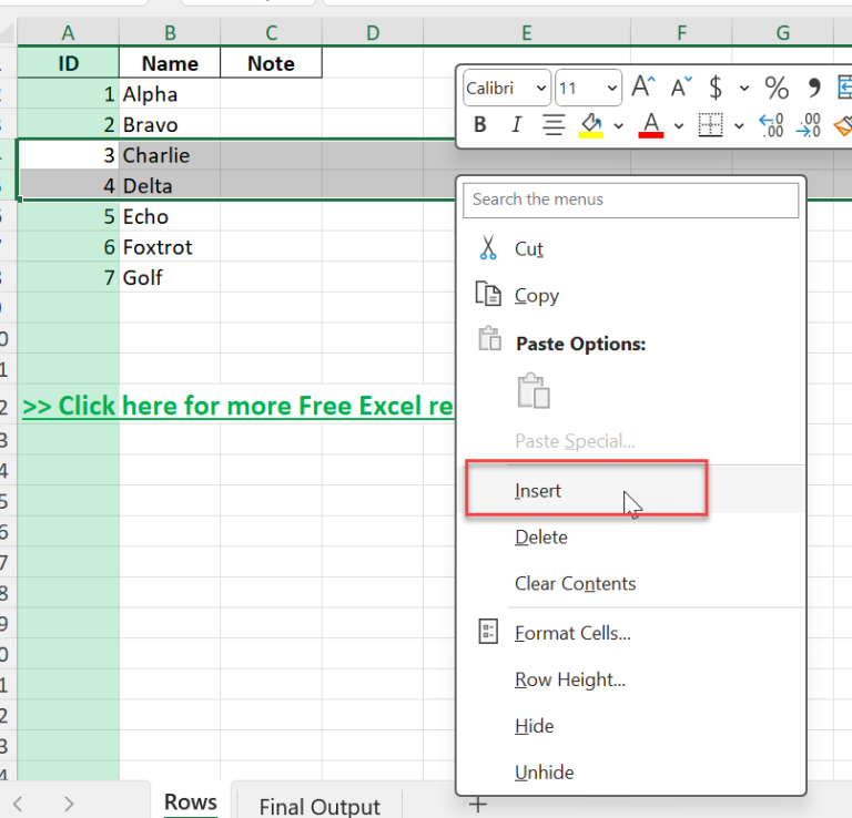 How to Insert More Than One Row in Excel – Step by Step Guide | MyExcelOnline