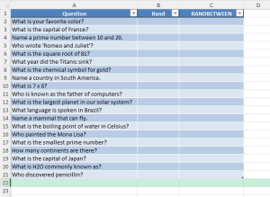 How to Create a Random Question Generator in Excel | MyExcelOnline
