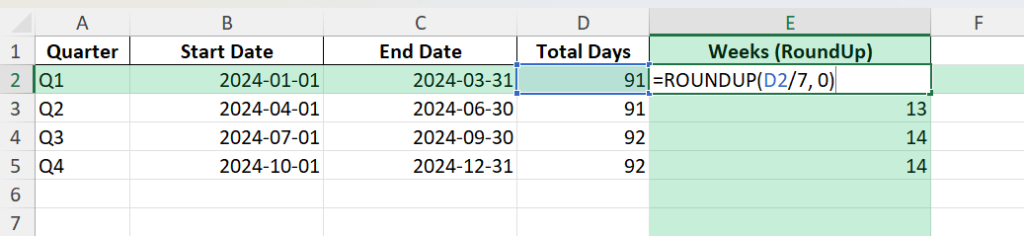 How Many Weeks in a Quarter in Excel? | MyExcelOnline