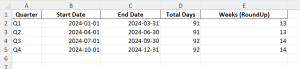 How Many Weeks in a Quarter in Excel? | MyExcelOnline