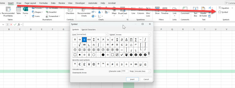 How to Insert and Use the Arrow Down Symbol in Excel – Step by Step Guide | MyExcelOnline