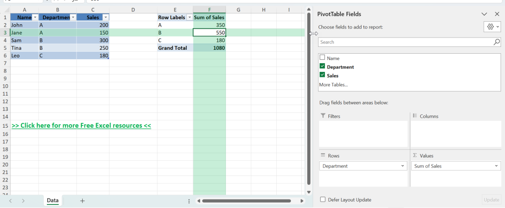 How to Automatically Refresh a Pivot Table in Excel | MyExcelOnline