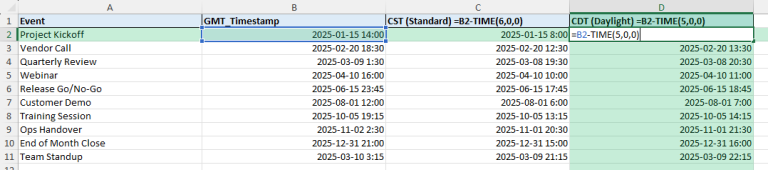 How to Convert GMT Time Zone to CST in Excel - Step by Step Guide ...