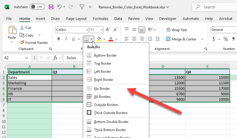 How to Remove Border Color in Cells in Excel - Step by Step Guide ...